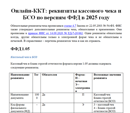 Чеки ККТ онлайн-касс с 1 сентября 2025 года: новые реквизиты и требования к печати